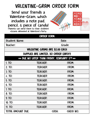 Completable En línea VALENTINE-GRAM ORDER FORM Fax Email Imprimir ...