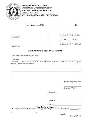 Judge Thomas G. Jones - Justice of the Peace Doc Template | pdfFiller