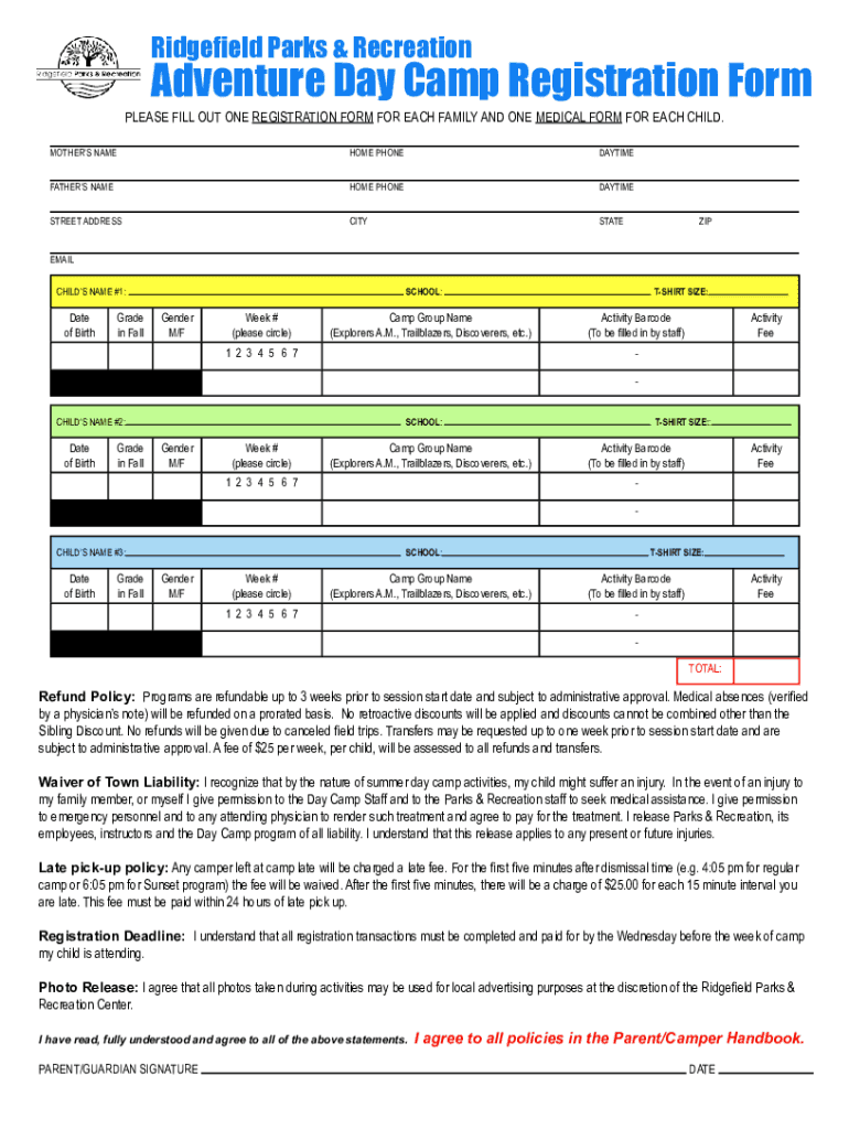 Fillable Online Adventure Day Camp Medical Form Fax Email Print - pdfFiller