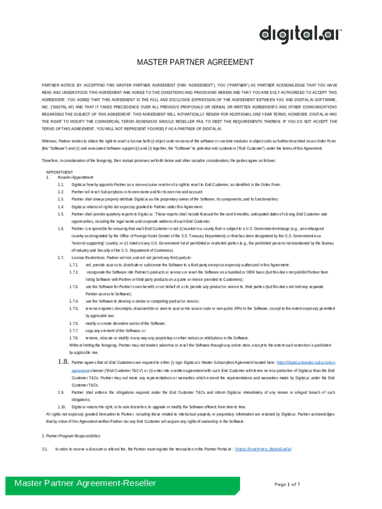 Digital.ai Partner TermsShort Doc Template | pdfFiller