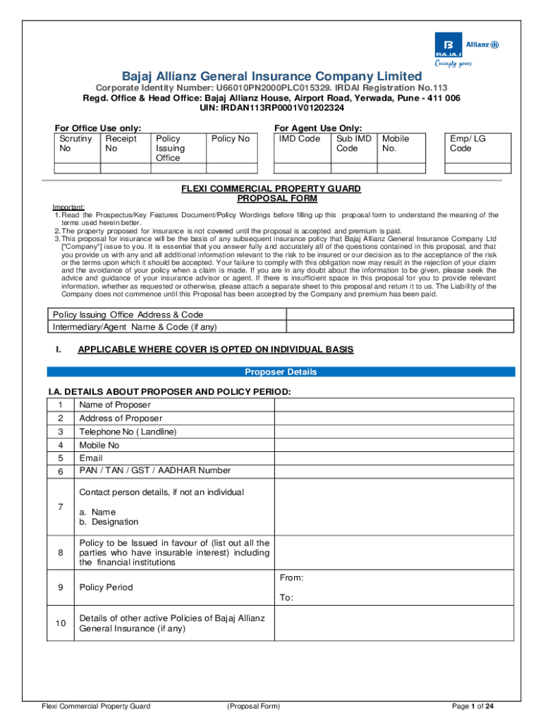 Fillable Online Pravasi Bharatiya Bima Yojana Policy (Proposal Form ...