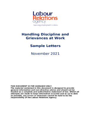 Handling Discipline and Grievances at Work - Sample letters Doc ...