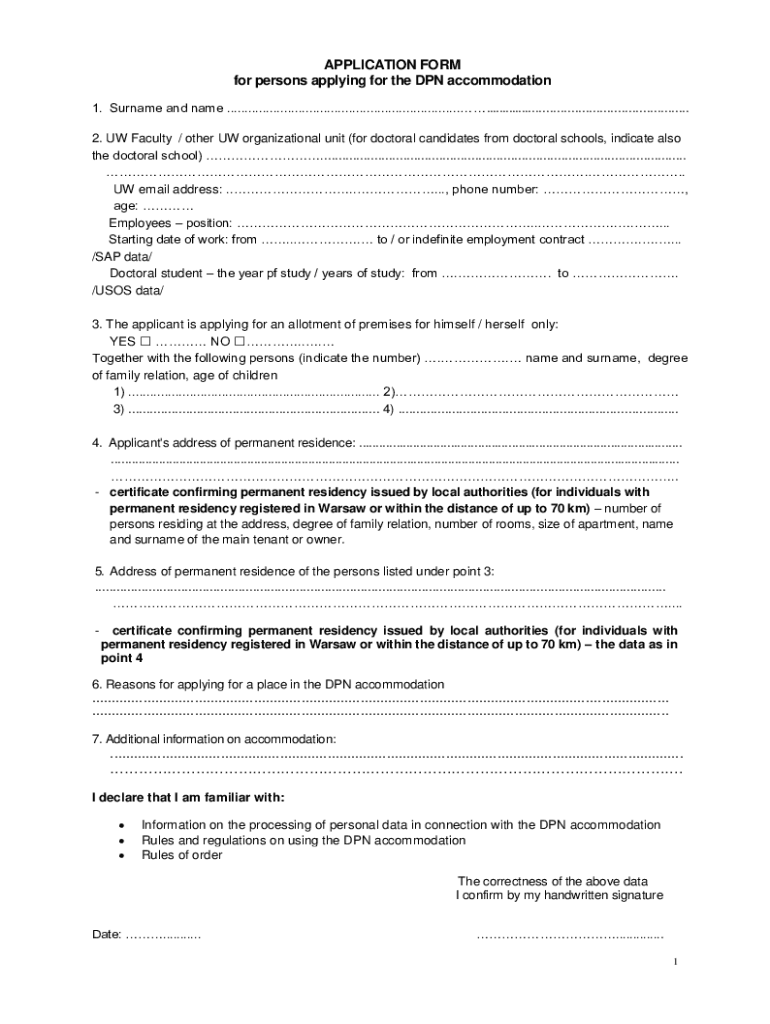 Fillable Online application-form-for-persons-applying-for-the-dpn ...
