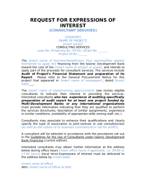 request for expressions of interest (consultant services) Doc Template | pdfFiller