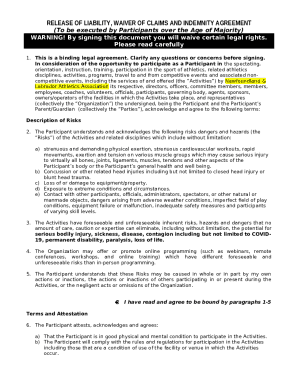 Release of liability, waiver of claims and indemnity ... Doc Template | pdfFiller