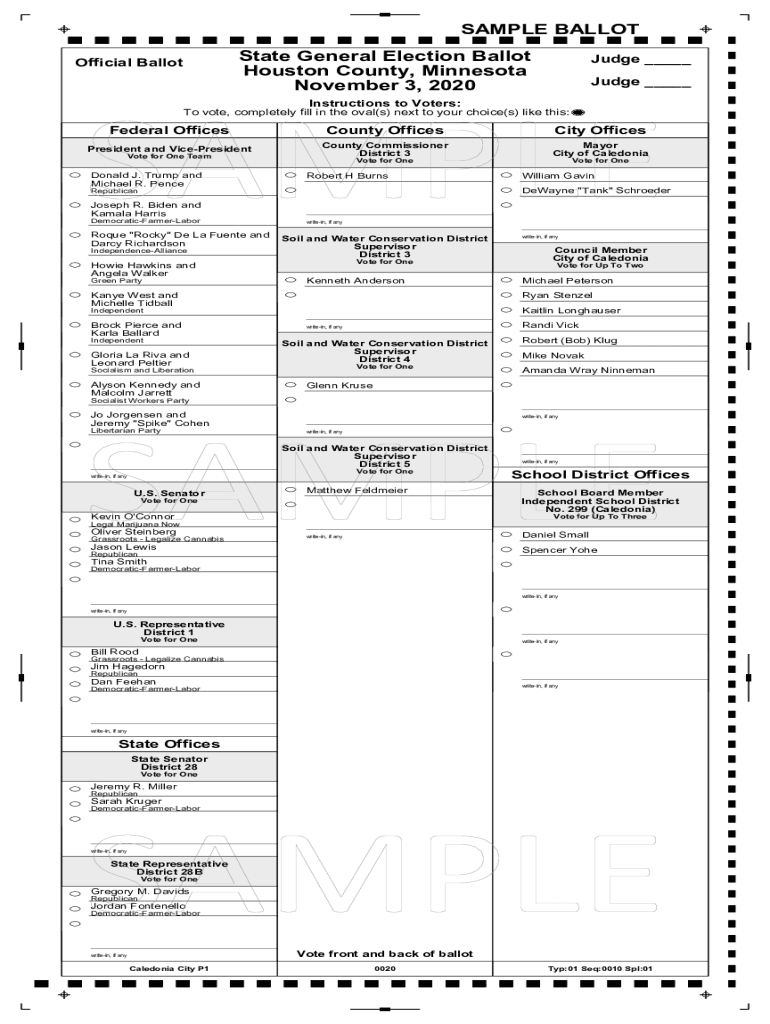 Fillable Online SAMPLE BALLOT - State General Election ... Fax Email ...