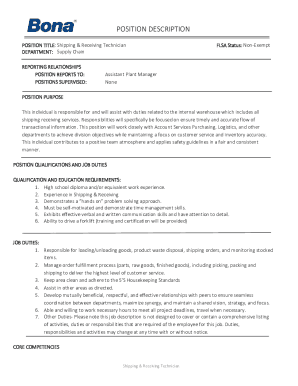 Fillable Online Shipping Clerk Job Description Sample Template Fax ...