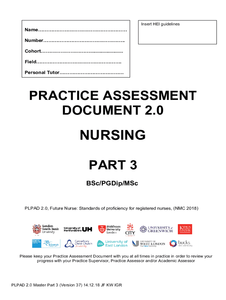 Fillable Online Nursing Practice Assessment Document 2.0 (PAD) Guide ...