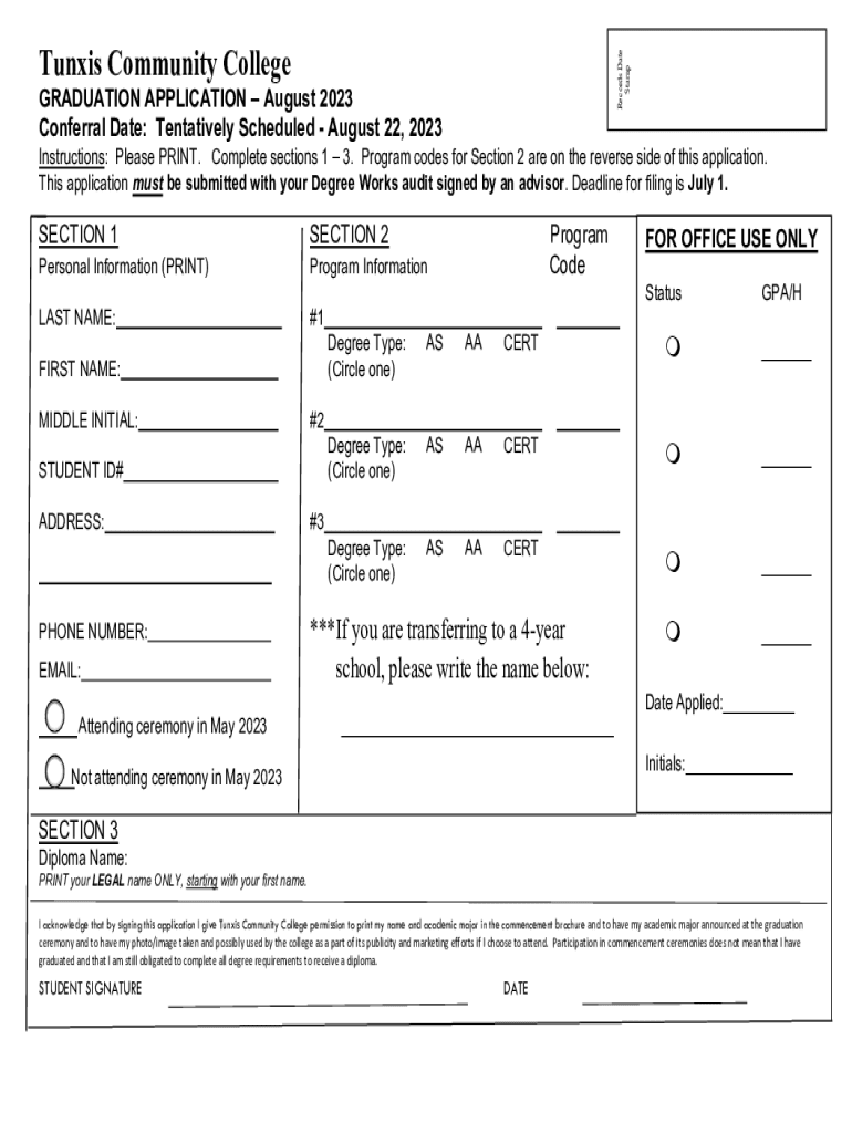 Fillable Online Graduation-Application-Aug-2023-Fillable.pdf Fax Email Print - pdfFiller