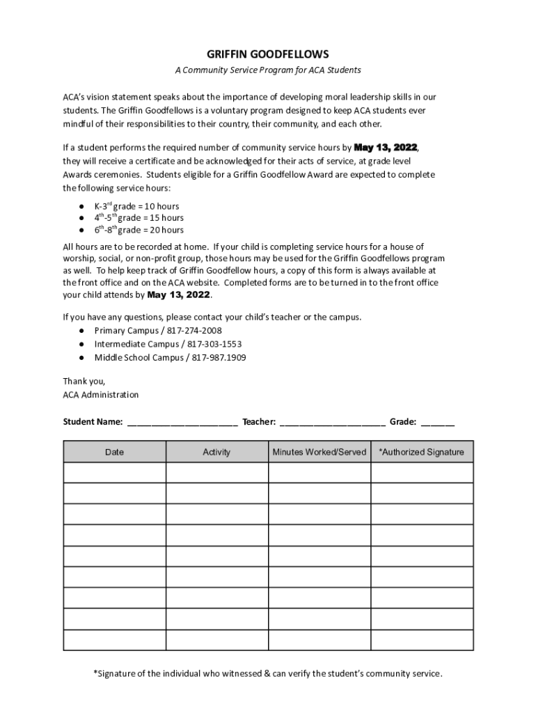 Fillable Online Griffin Goodfellows is a... - Arlington Classics Academy Fax Email Print - pdfFiller