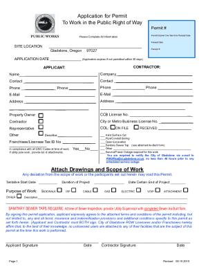 Fillable Online DOT Application for Permit to Occupy Right-of-Way Fax ...