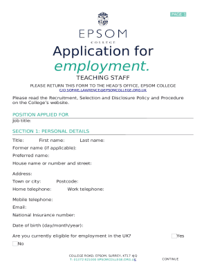 Support staff application . Doc Template | pdfFiller