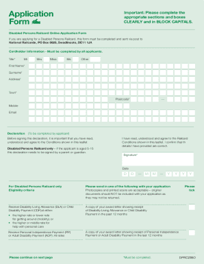 Fillable Online Disabled Persons Railcard Application Form - Fill Out ...