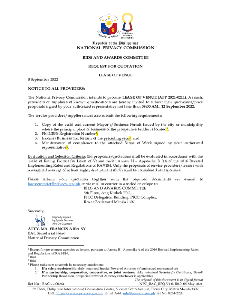 Fillable Online Bid Opportunity Request for Quotation (RFQ) No. 2022-89 ...