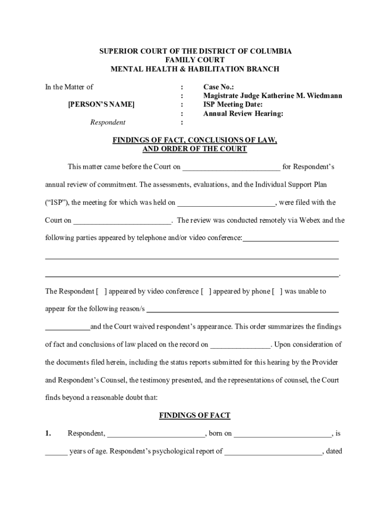 Fillable Online Findings-of-Fact-Conclusions-of-Law-and-Order-of-the ...