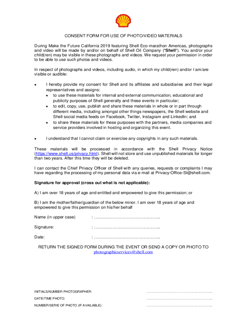 Fillable Online consent form for use of photo/video materials Fax Email ...