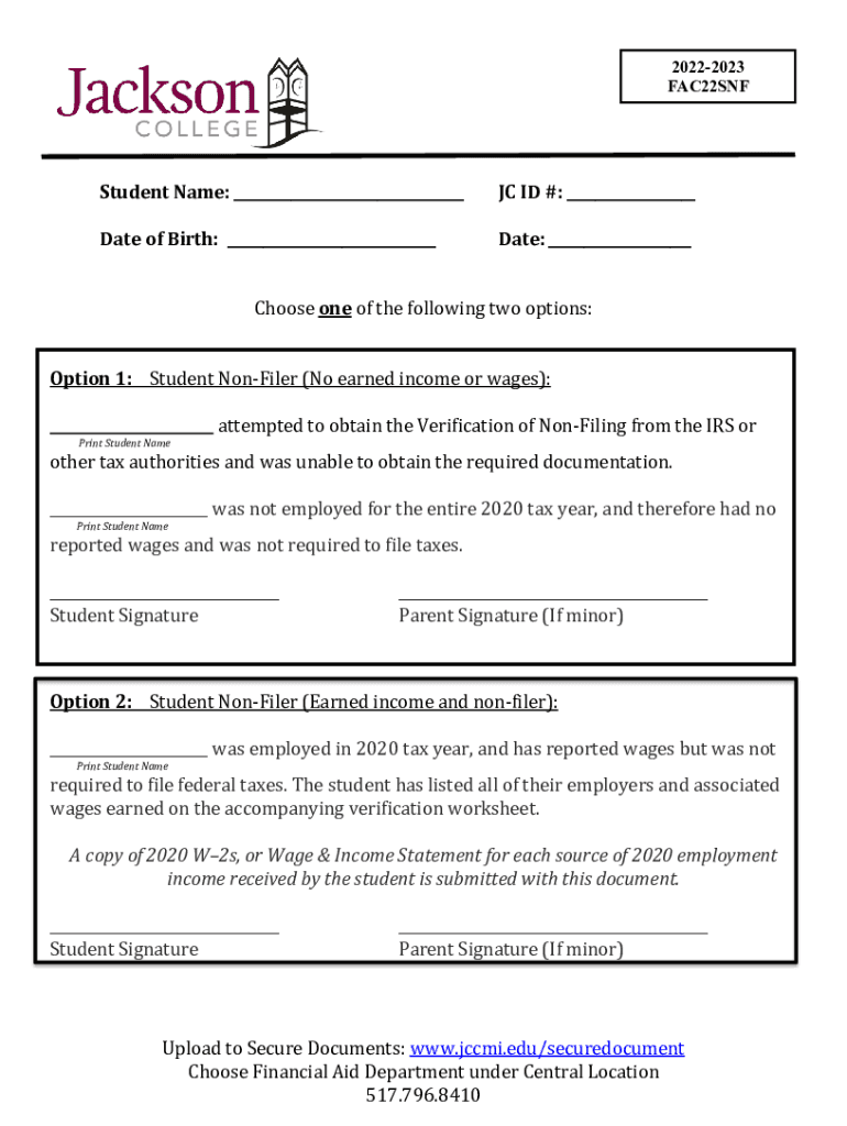 Fillable Online Student-Statement-of-2020-Non-Filing-2022-2023. ... Fax ...