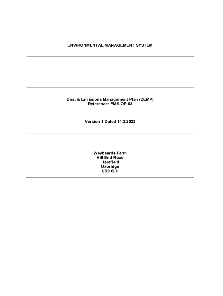 Fillable Online Implementation of dust control system using management ...