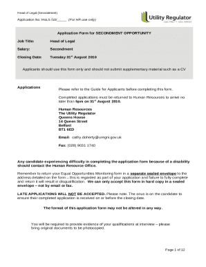 Head of Legal Application Secondment August 2010 ... Doc Template ...