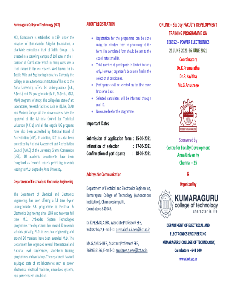 Fillable Online What is Kumaraguru College of Technology famous for ...