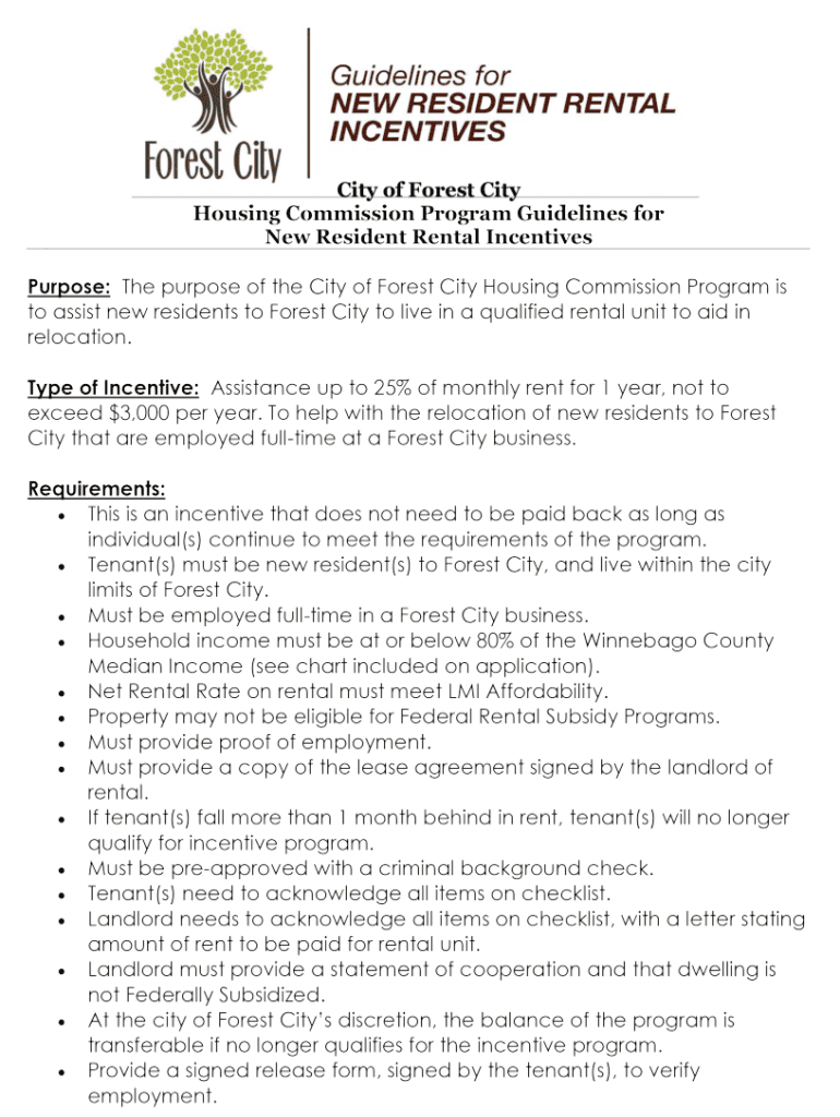 Fillable Online City of Forest City Rental Incentive Program.pdf Fax ...