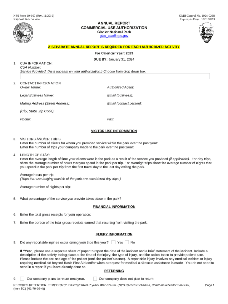 NPS--10-660-CUA-Annual-Report-with- ... Doc Template | pdfFiller