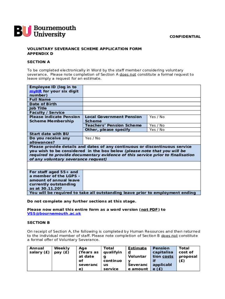 Voluntary Severance Scheme Application .docx Doc Template | pdfFiller
