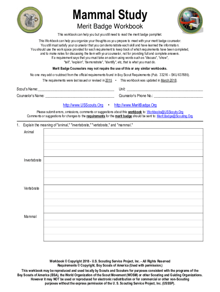 Fillable Online Merit badge worksheets Fax Email Print - pdfFiller