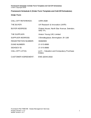 Fillable Online Order Form Template and Call-Off Schedules Version 1 ...