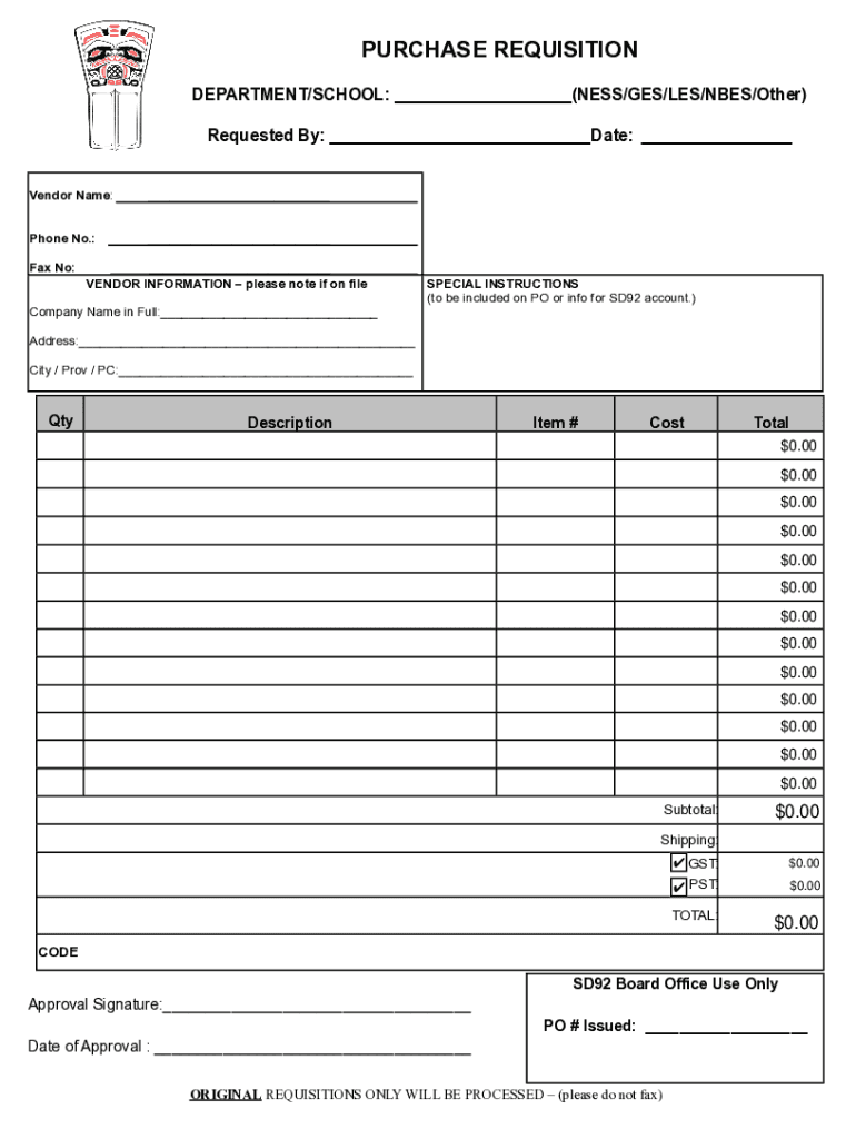 Fillable Online PO Requisition form SAMPLE Fax Email Print - pdfFiller