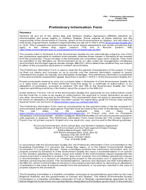 Fillable Online Preliminary Information Form - CQEK Fax Email Print ...