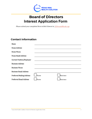 Fillable Online Board of Directors Interest Application Form Fax Email ...