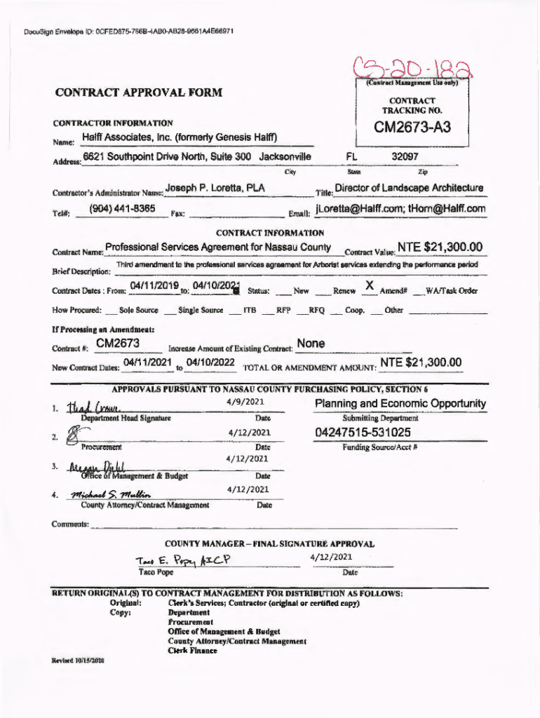 Fillable Online CONTRACT APPROVAL FORM Fax Email Print - pdfFiller