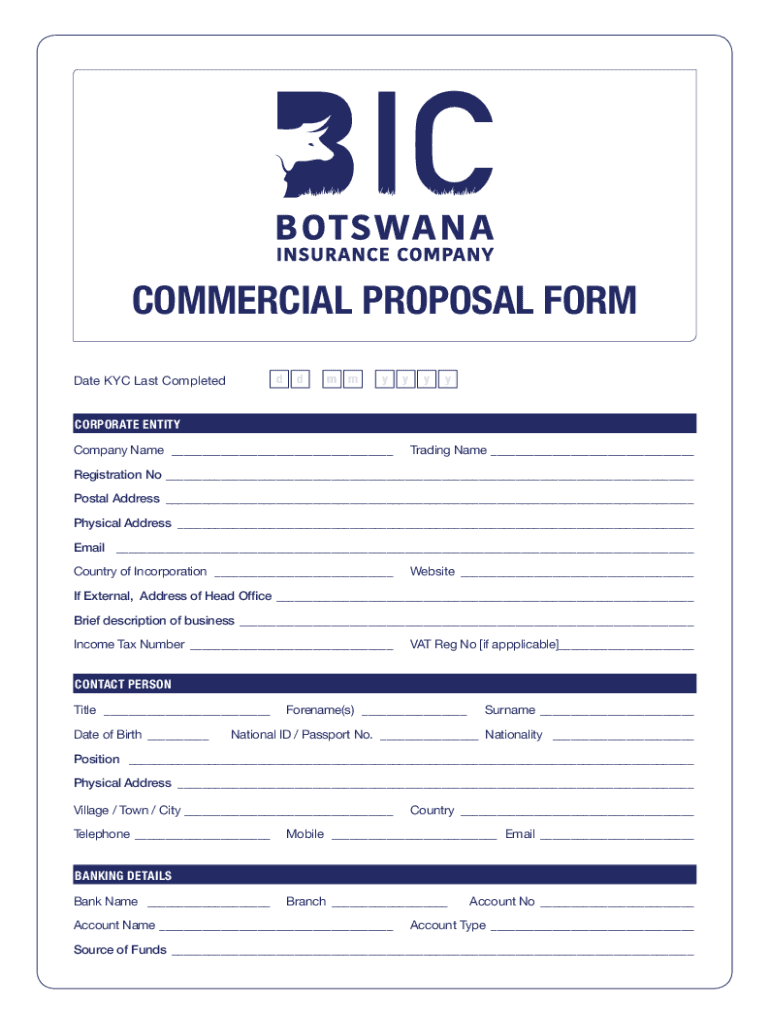 Fillable Online COMMERCIAL PROPOSAL FORM Fax Email Print - pdfFiller