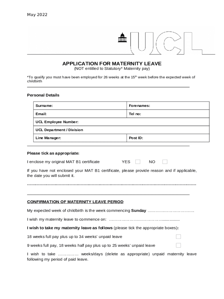 Statutory Maternity Pay and Leave: employer guide Doc Template | pdfFiller