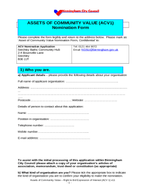 assets of community value nomination Doc Template | pdfFiller