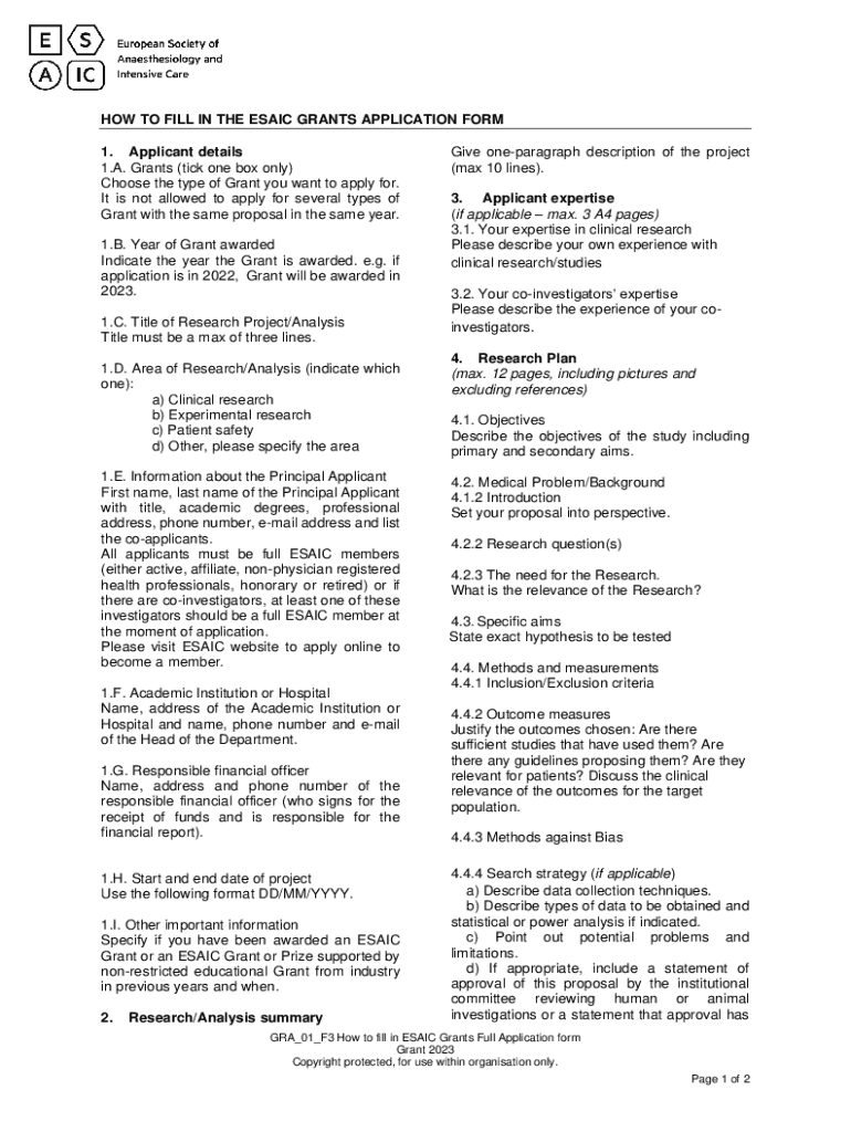 Fillable Online how to fill in the esaic grants application form Fax Email Print - pdfFiller