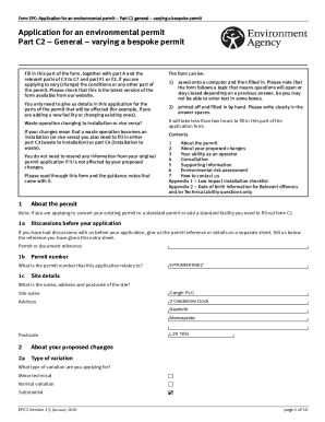Fillable Online Part C2 general varying a bespoke permit Fax Email Print - pdfFiller