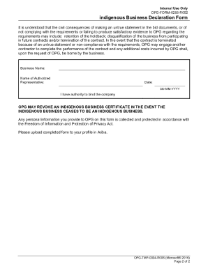 Fillable Online indigenous Business Declaration Form - OPG Fax Email ...