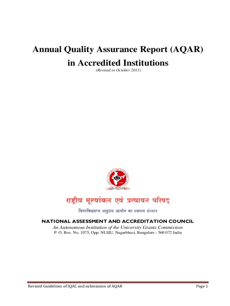 Fillable Online 1 Revised Guidelines of IQAC and submission of AQAR ... Fax Email Print - pdfFiller