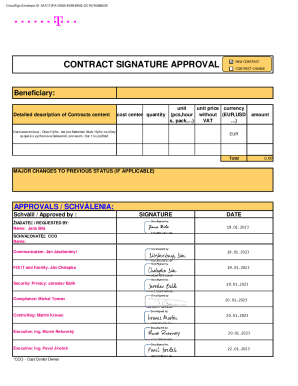 Fillable Online CONTRACT SIGNATURE APPROVAL Fax Email Print - pdfFiller