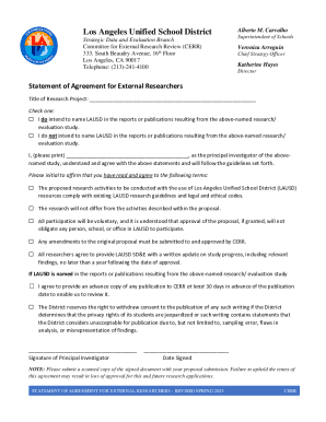 Fillable Online STATEMENT OF AGREEMENT FOR EXTERNAL RESEARCHERS Fax ...