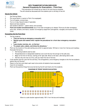 Fillable Online transportation dpsk12 Evacuation Procedures ...