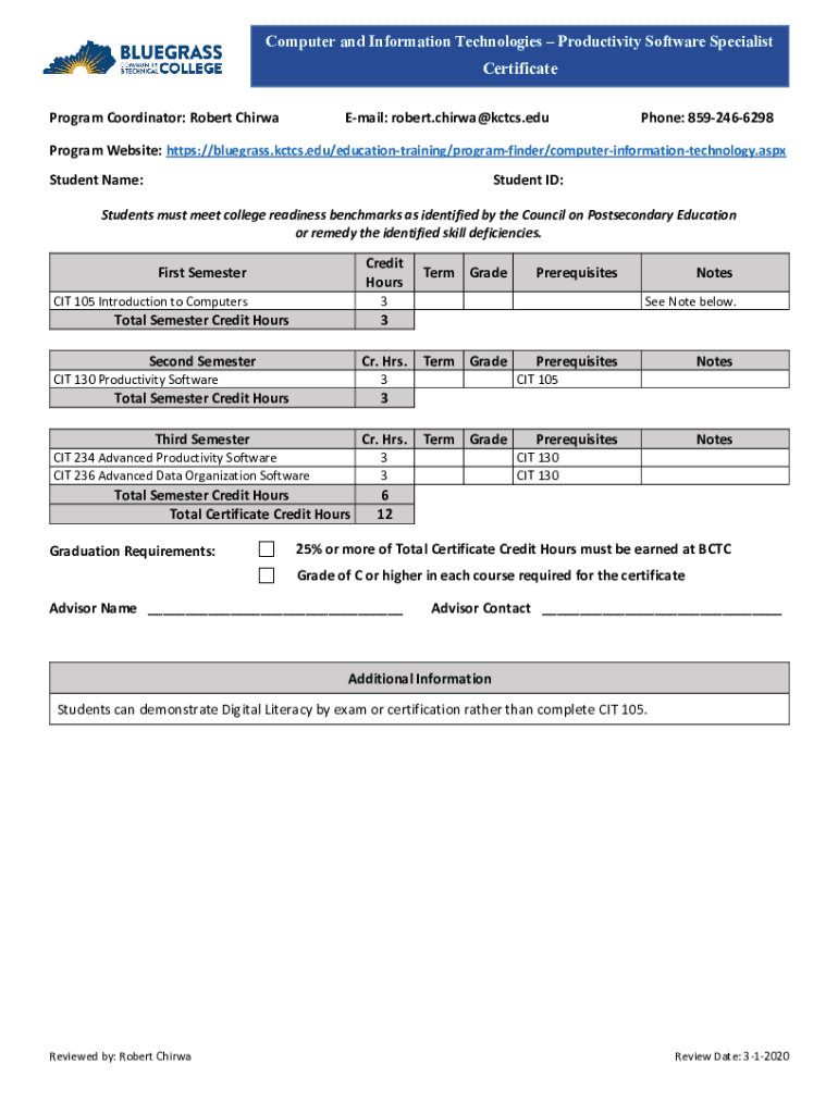 Fillable Online cit-certificate-productivity-software-specialist.docx ...