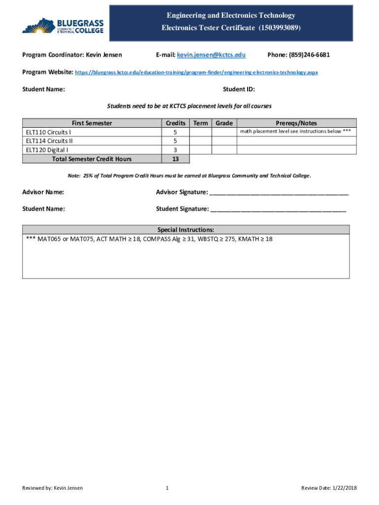 Fillable Online Robotics and Automation Technician Certificate - BCTC ...