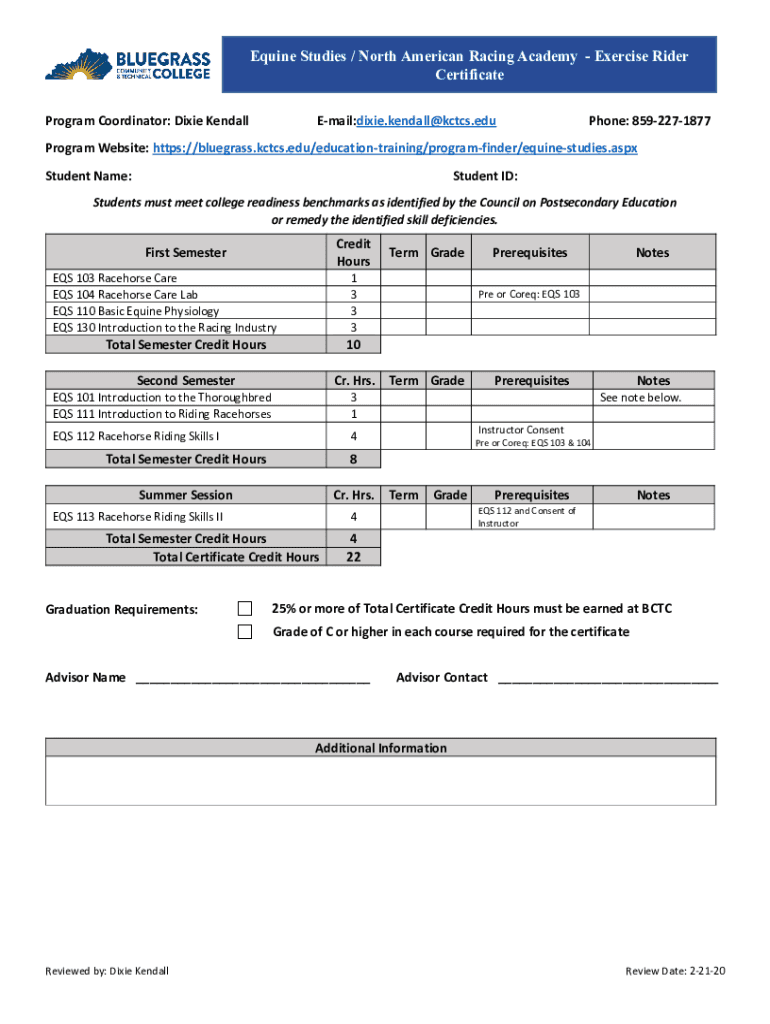Fillable Online eqs-certificate-exercise-rider.docx Fax Email Print ...