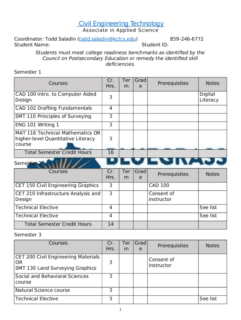 AAS Civil Engineering Technology Doc Template | pdfFiller