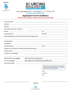 Fillable Online Application Form for Exhibitors - Export Promotion ...