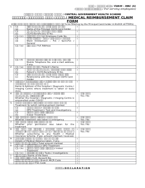 CGHS Medical Reimbursement Claim (for serving ... Doc Template | pdfFiller