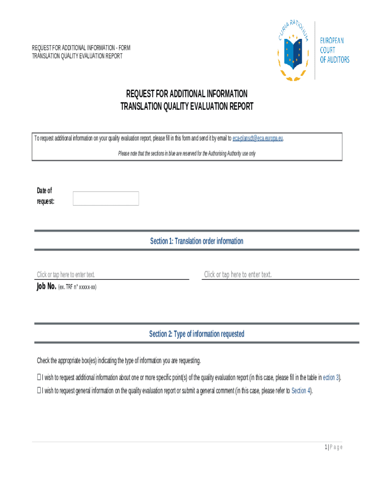 REQUEST FOR ADDITIONAL INATION - Doc Template | pdfFiller